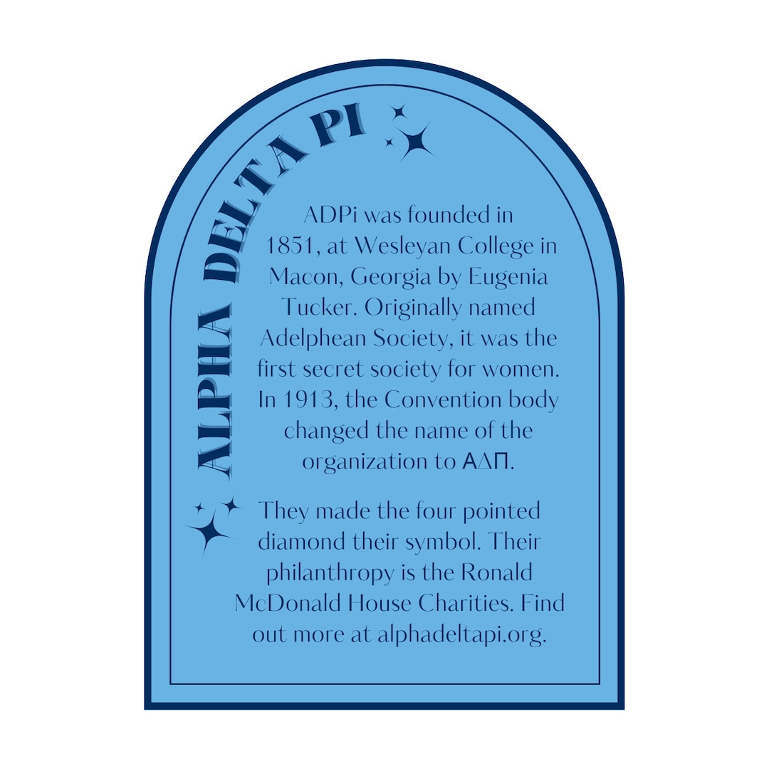 Alpha Delta Pi ADPI Sorority Arch Shaped Sticker - Etsy
