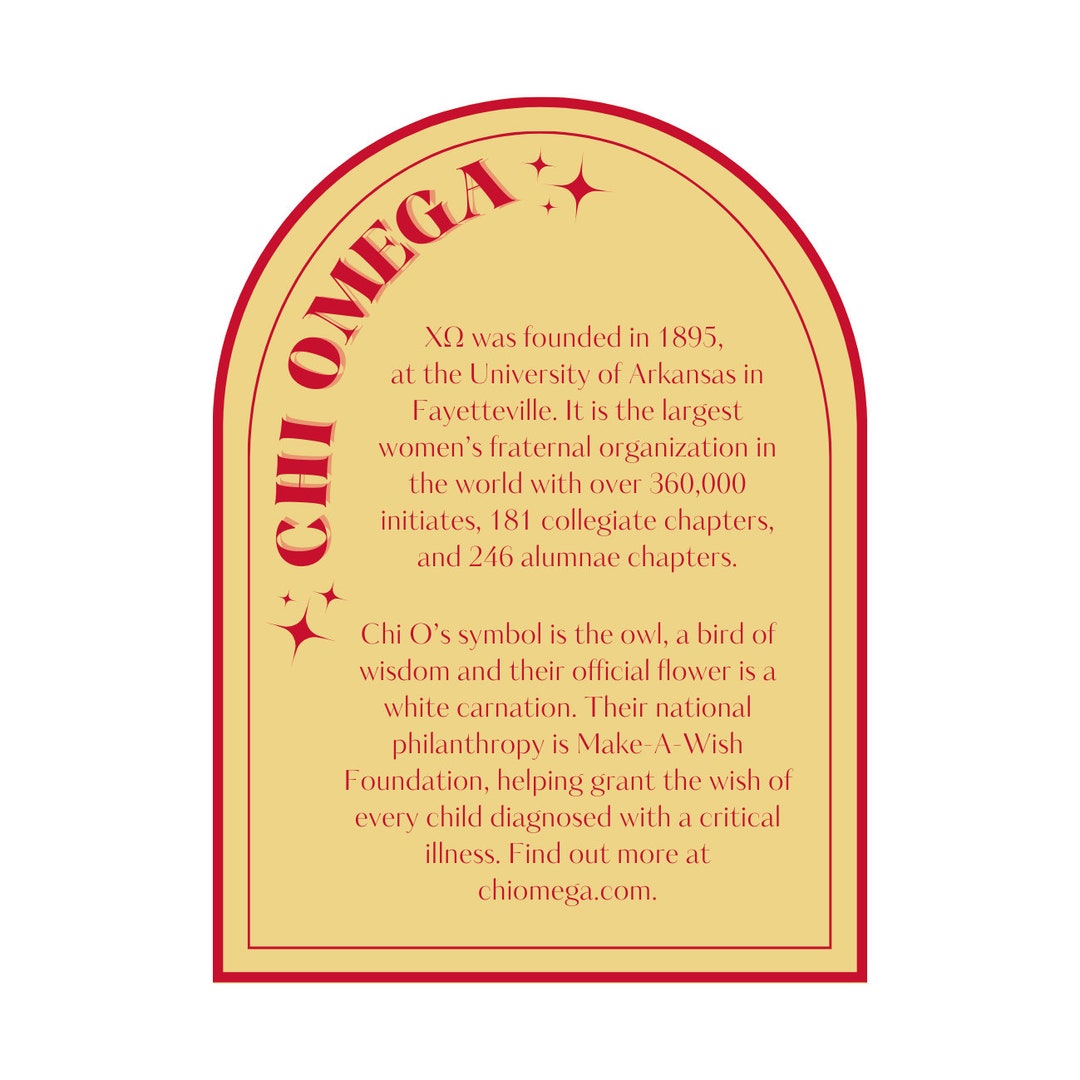 Chi Omega CHIO Sorority Arch Shaped Sticker - Etsy