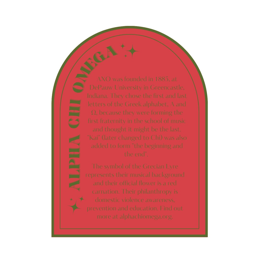 Alpha Chi Omega AXO Sorority Arch Shaped Sticker - Etsy