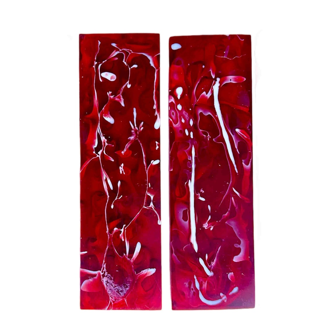 Red Acrylic Knife Handle Blank Set, Red and White Epoxy Resin Knife ...