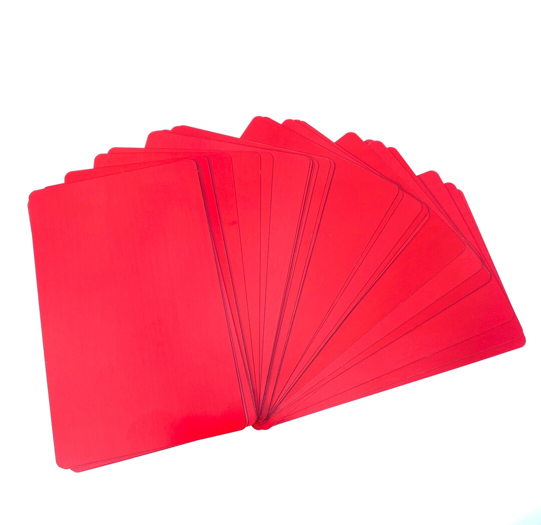 50 Red Anodized Aluminum Business Cards for Laser Engraving, Blank ...