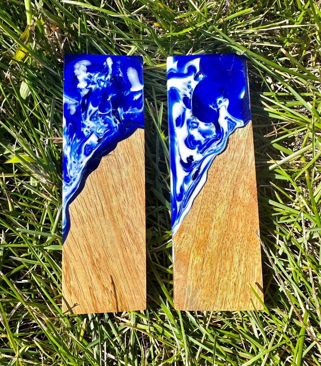 Blue Swirled Acrylic Knife Handle Blank Set 2 Blue Resin - Etsy