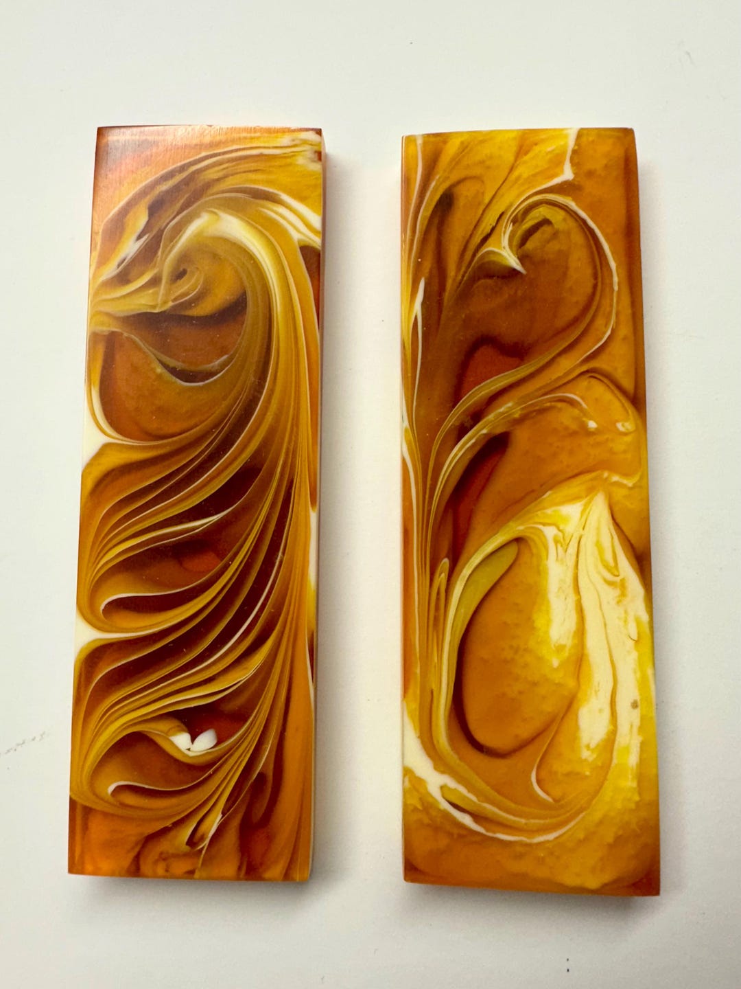 Cream Resin Knife Scale Blank Set, Knife Handle Making, Unique Swirl ...