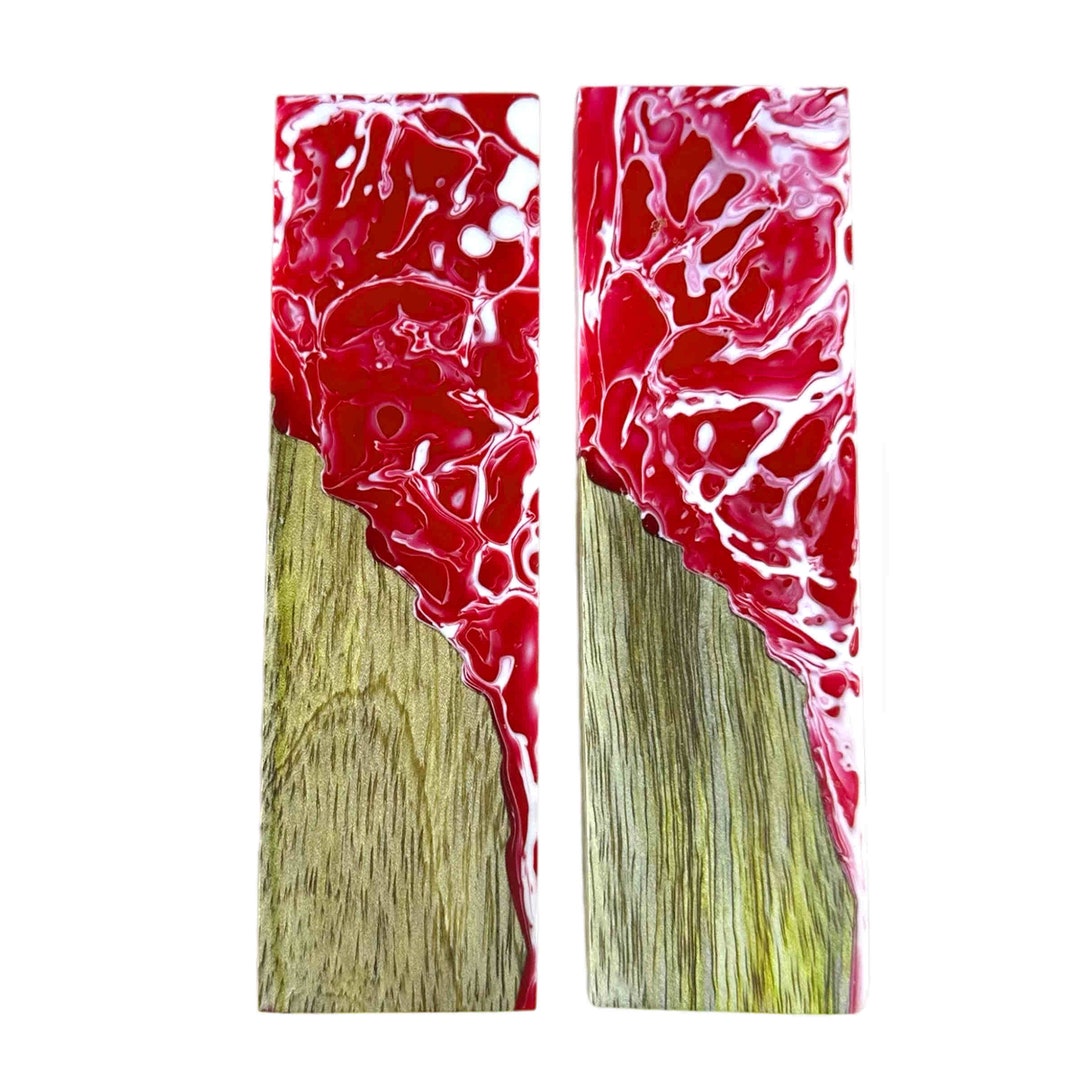 Red Acrylic Hybrid Knife Handle Blank Set of 2, Red Resin Knife Handle ...