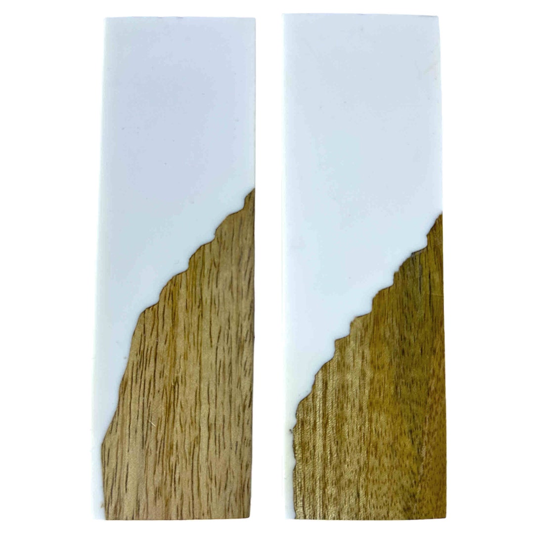 White Acrylic Hybrid Knife Handle Blank Set of 2, Wood Resin Knife ...