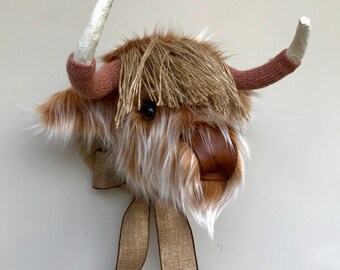 Handmade Highland Cow Head Faux Taxidermy 100% New Wool | Etsy