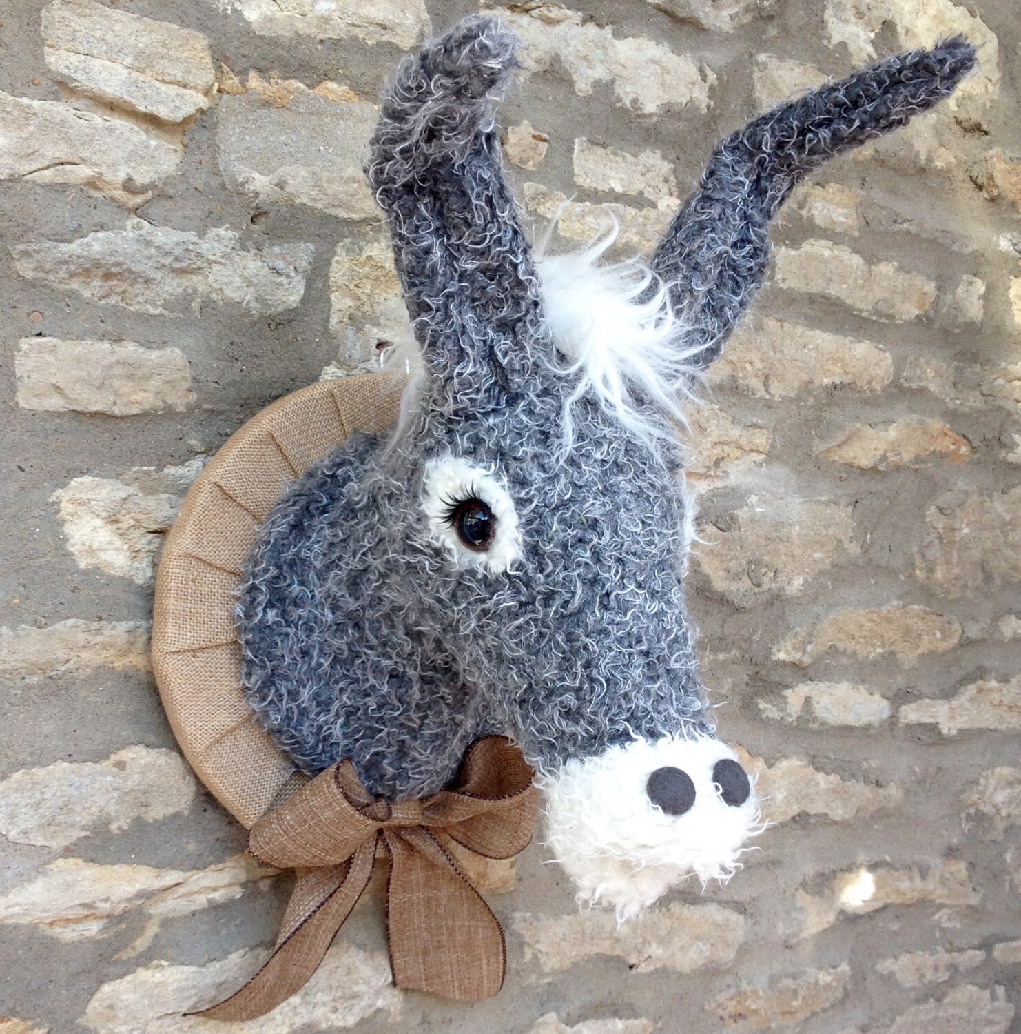 Donkey Head Faux Taxidermy Handmade Grey and Cream Seaside | Etsy UK