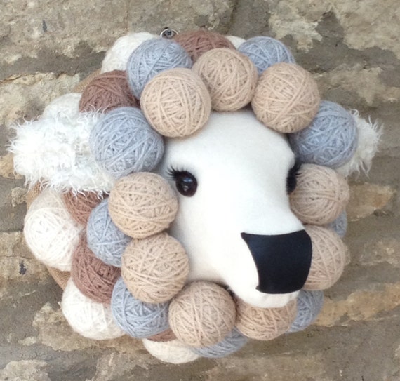 Sheep Head Faux Taxidermy Handmade Fabric Lamb Wall Mounted | Etsy