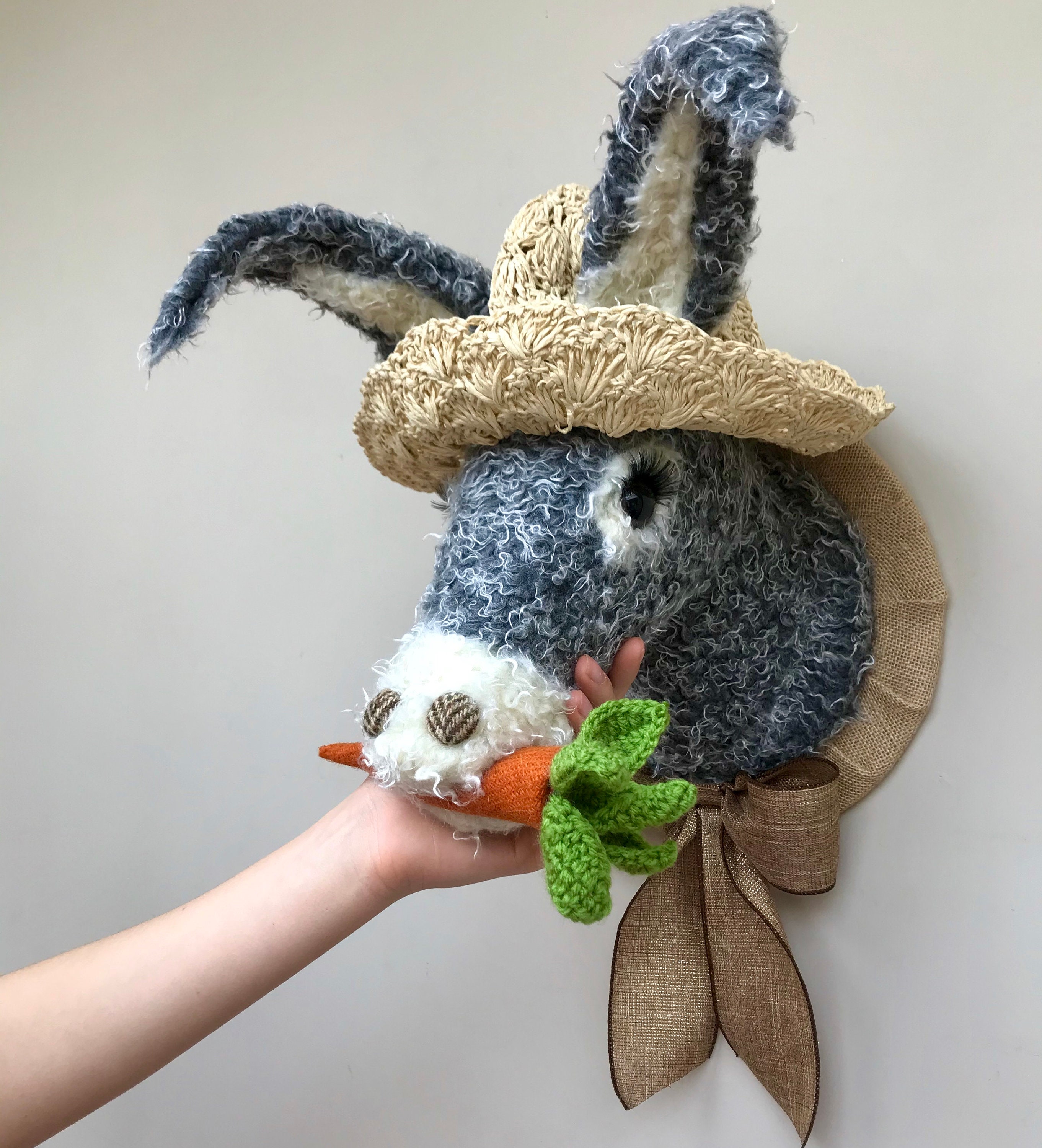 Donkey Head Faux Taxidermy Handmade Grey and Cream Seaside - Etsy