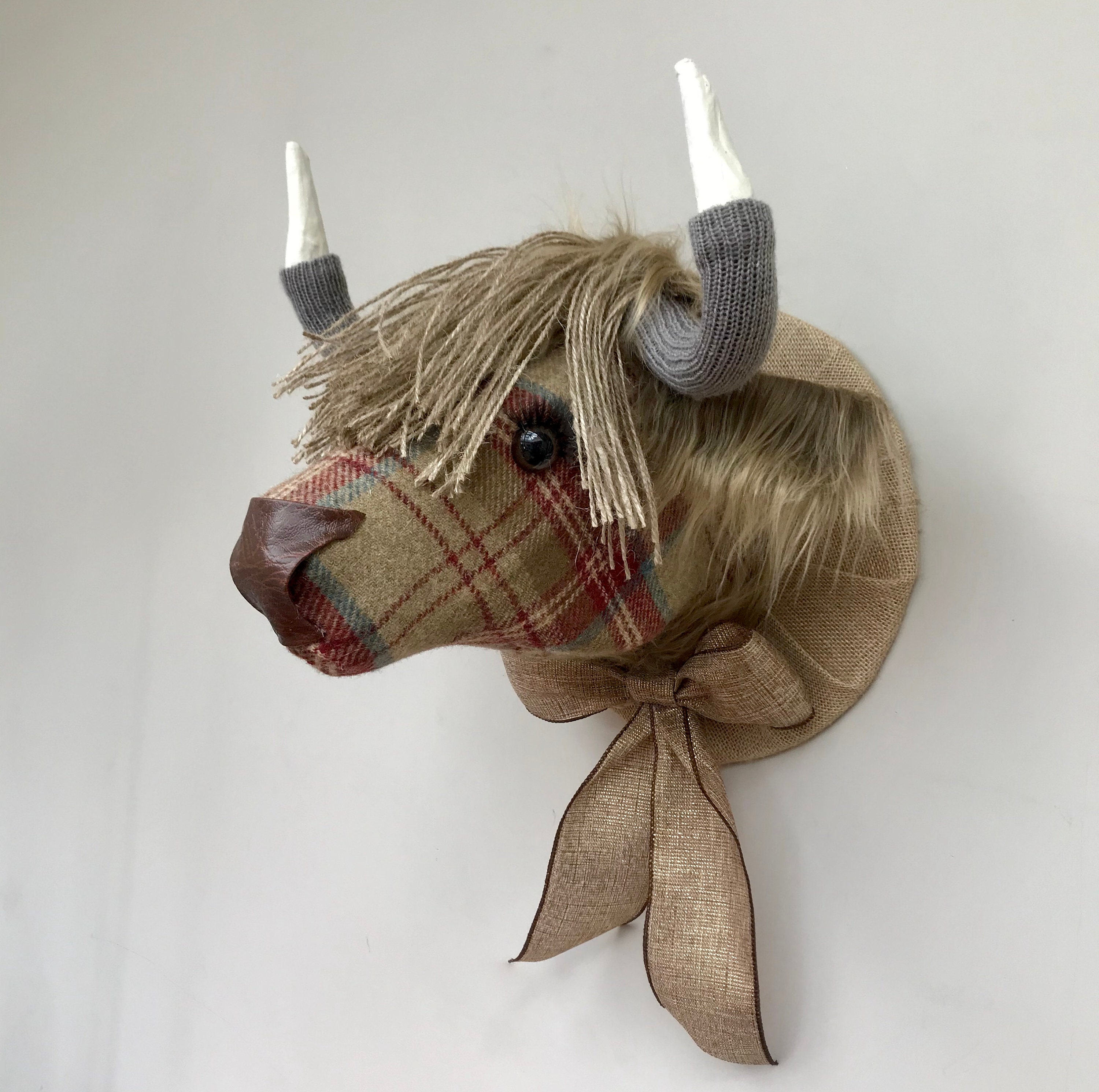 Highland Cow Head Faux Taxidermy Handmade Brown and Red | Etsy Canada