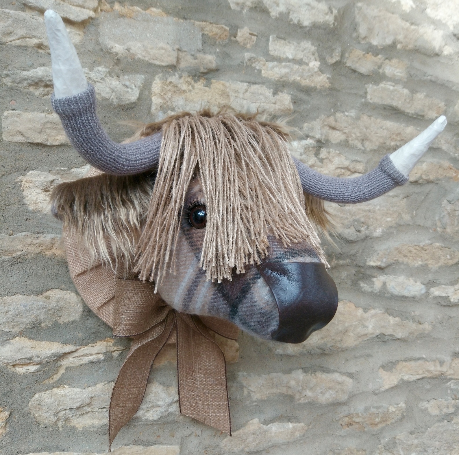 BESPOKE FAMILY CLAN Highland Cow Head Handmade Faux Taxidermy Scottish ...