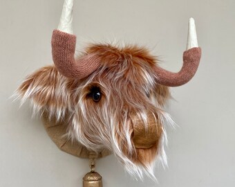 Handmade Highland Cow Head Faux Taxidermy 100% New Wool - Etsy