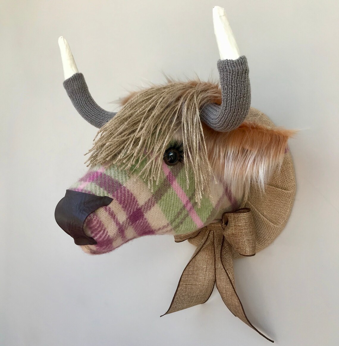 Handmade Highland Cow Head Faux Taxidermy 100% New Wool - Etsy UK