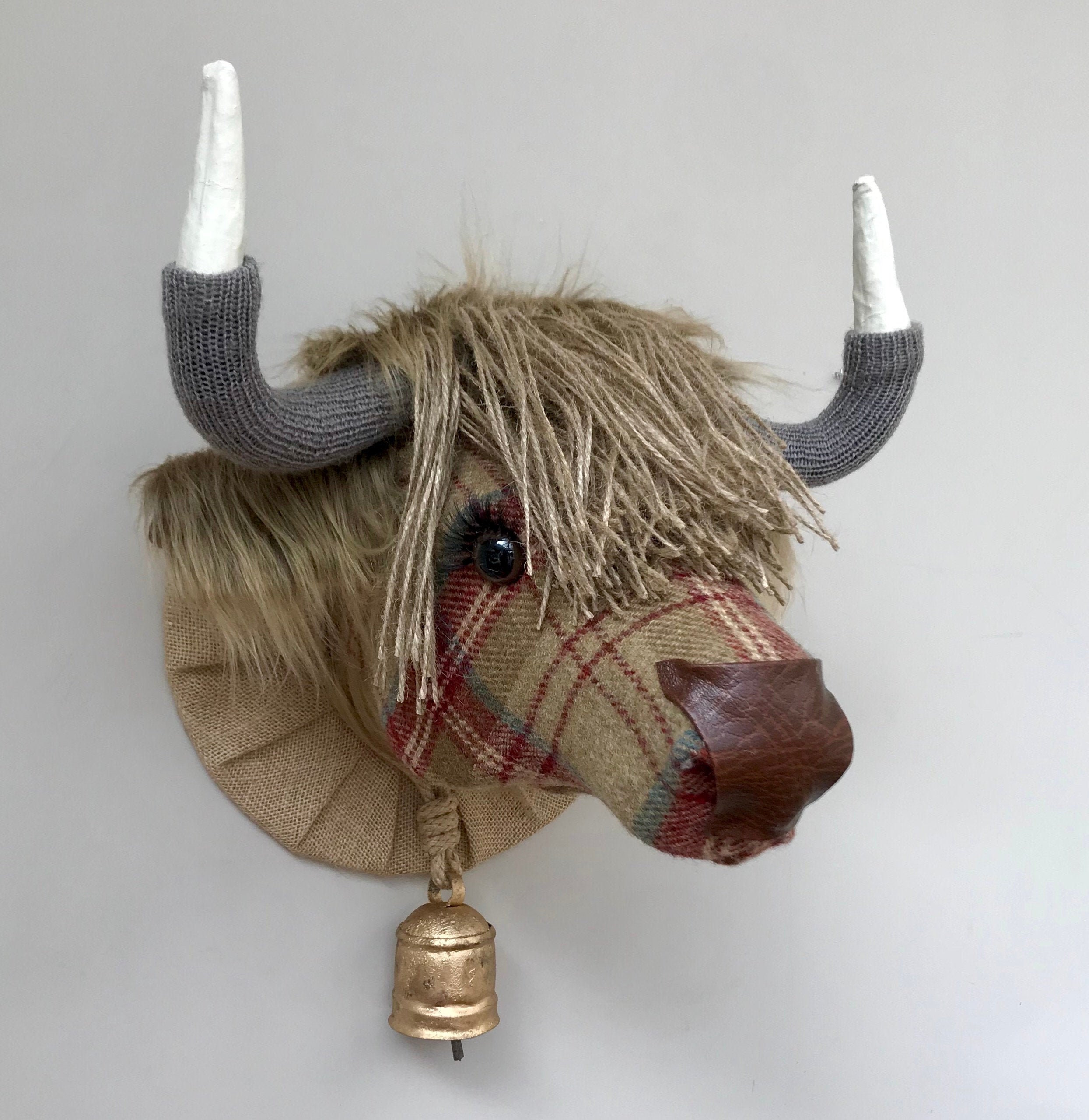 Highland Cow Head Faux Taxidermy Handmade Brown and Red - Etsy UK