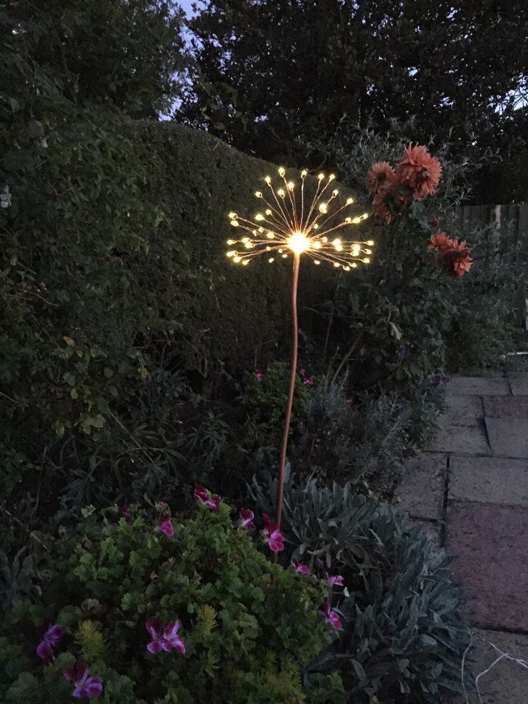 Flower Garden Light Copper and Solar Powered Leds. Allium - Etsy
