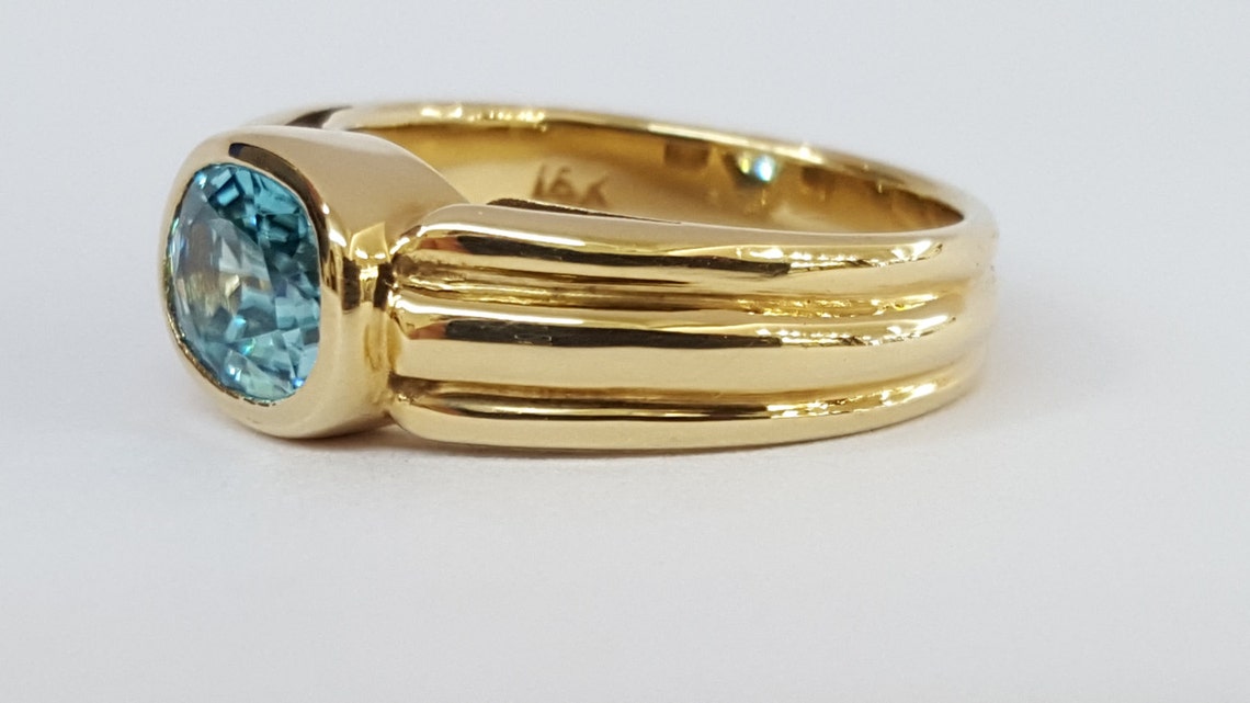 14k Natural Blue Zircon Ring - Etsy
