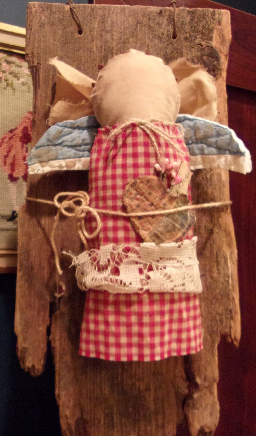 Handmade Prim Angel on Rustic Barn Board Wall Hanging Unique - Etsy