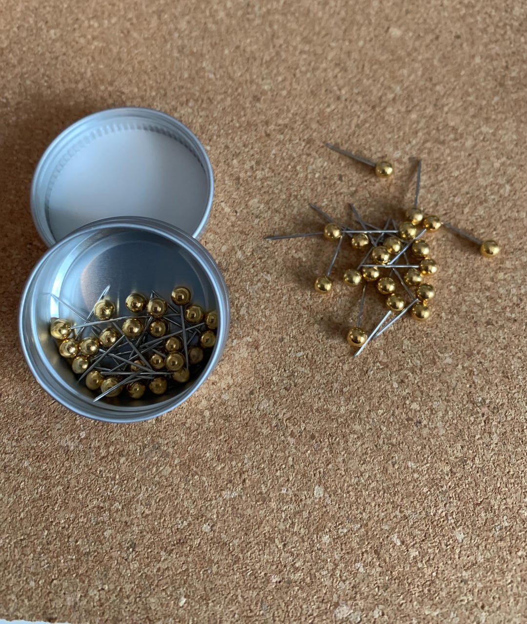 Globe Gold Ball Push Pins / Cute Corkboard Pins / Thumb Tacks / Drawing ...