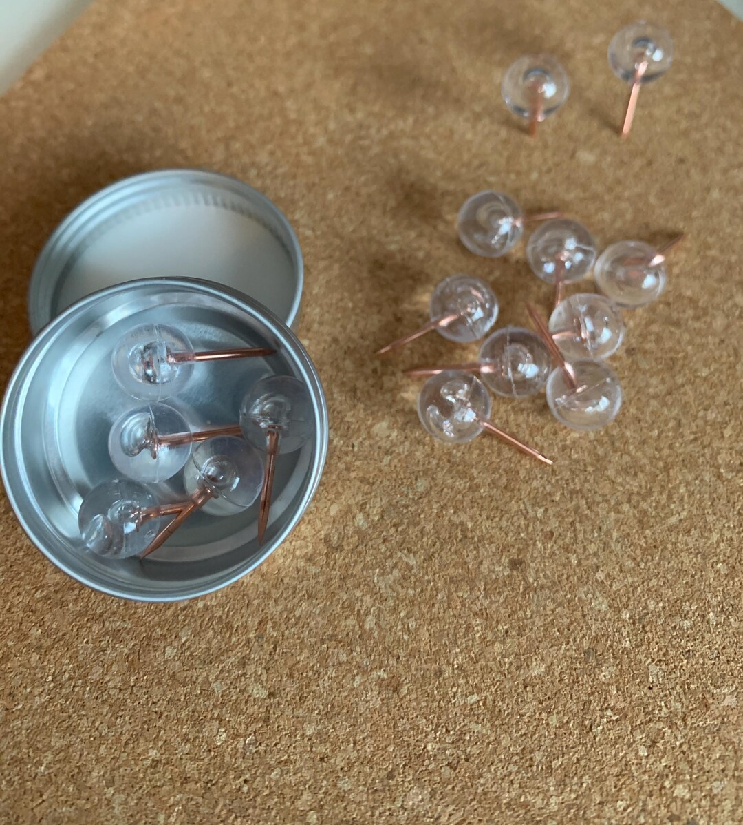 Rose Gold Transparent Ball Push Pins / Cute Corkboard Pins / Thumb ...