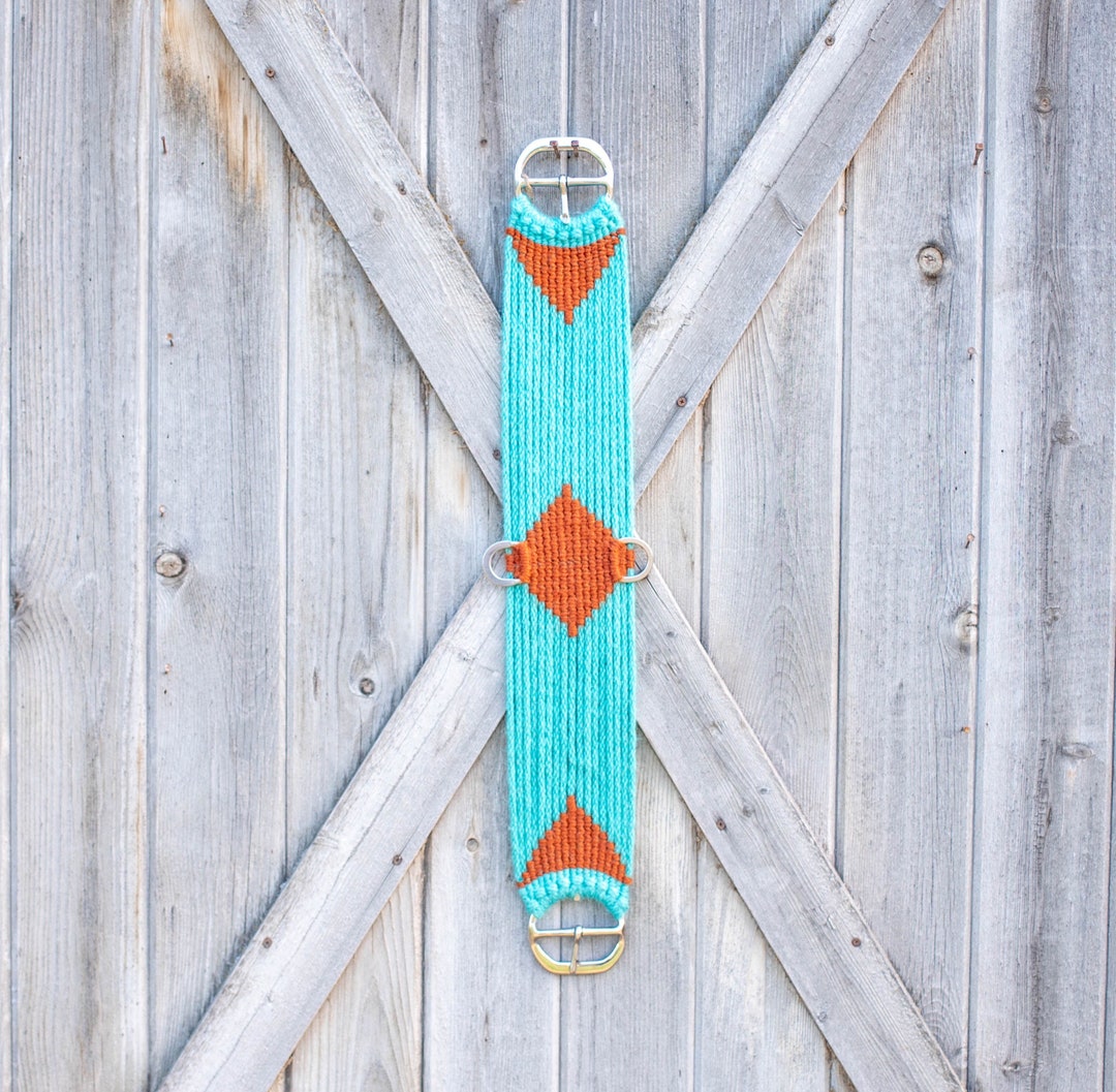 30” 100% Mohair Turquoise and Rust Cinch - Etsy