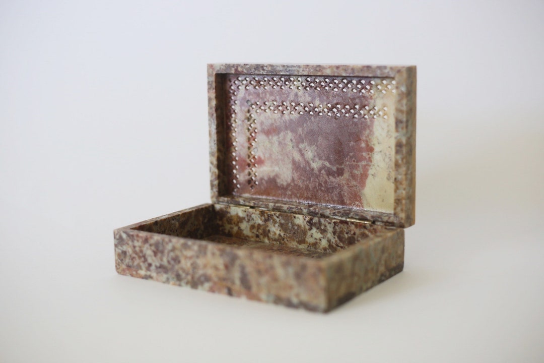 Vintage Soapstone Hinged Lidded Incense Box / Stone Marble Jewelry or ...