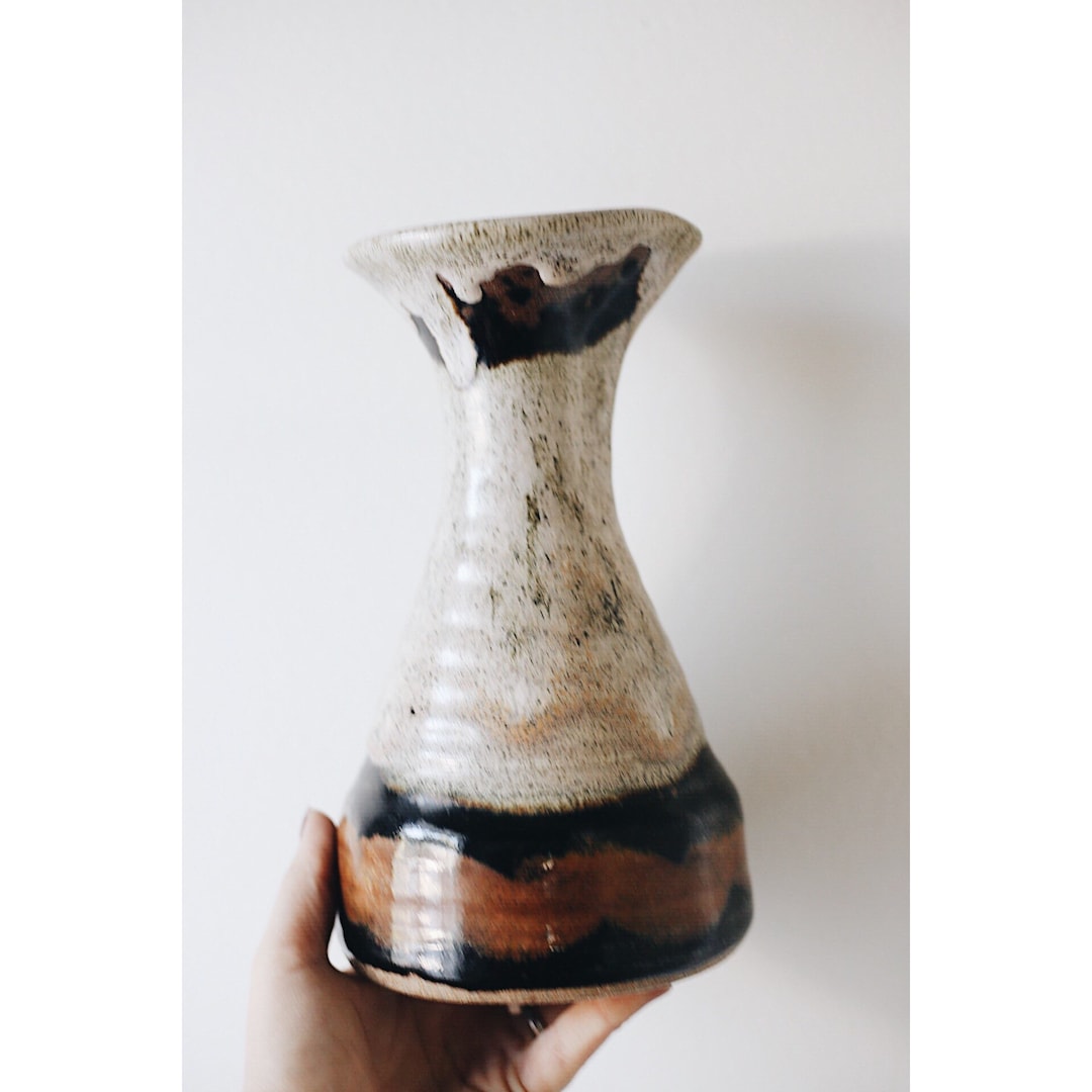 Vintage Large Pottery Carafe / Hand Thrown Studio Pottery Stoneware ...