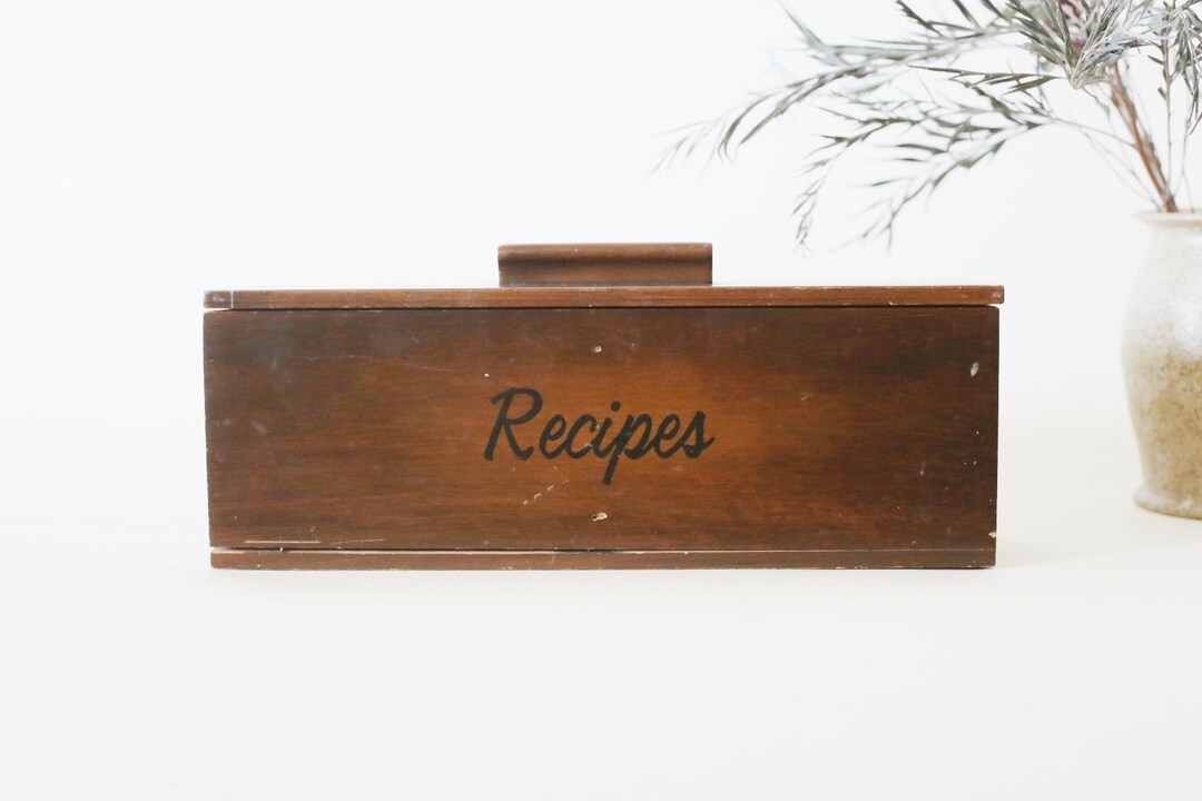 Large Handmade Folk Art Primitive Recipe Box / Old Hand Painted Recipe ...