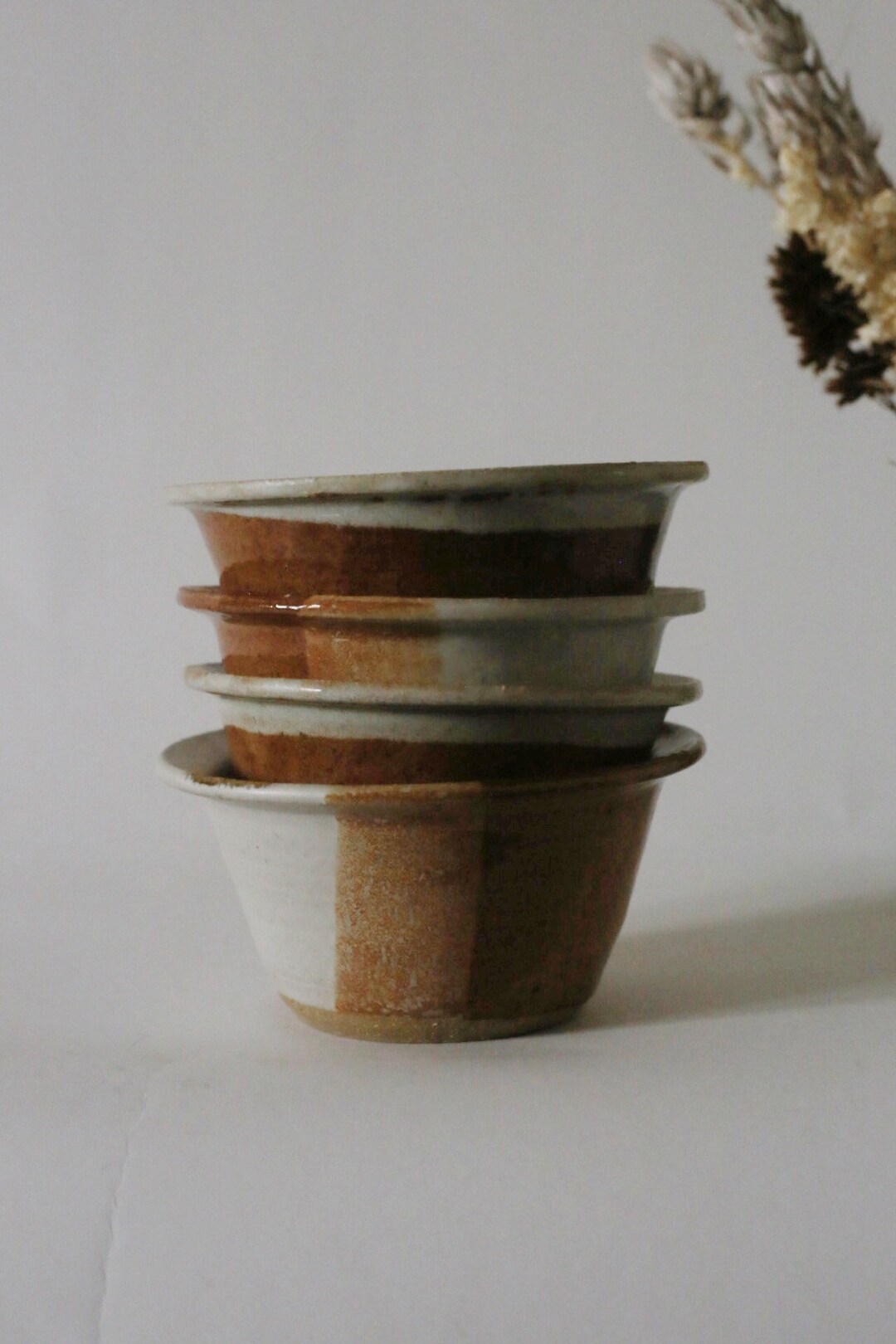 Vintage Set of Stoneware Pottery Bowls / Vintage Pottery Soup Bowls ...