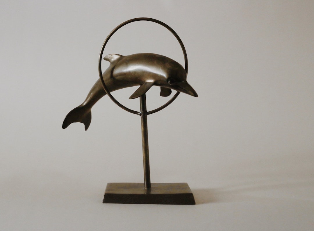 Large Solid Brass Dolphin Statue / Large Brass Dolphin Figurine ...