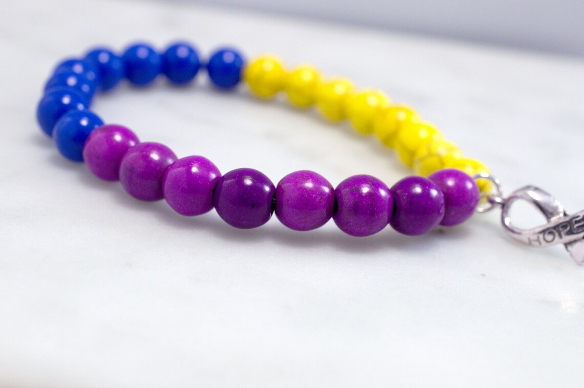 Bladder Cancer Awareness Bracelet, Hope Ribbon, Howlite Beads - Etsy