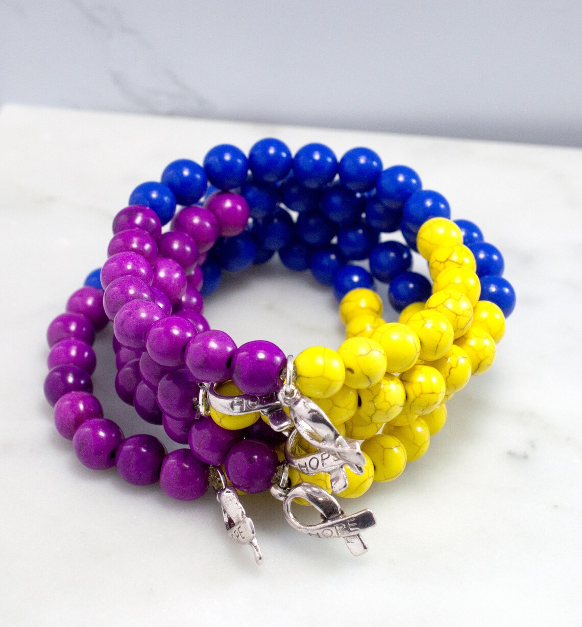 Bladder Cancer Awareness Bracelet, Hope Ribbon, Howlite Beads - Etsy