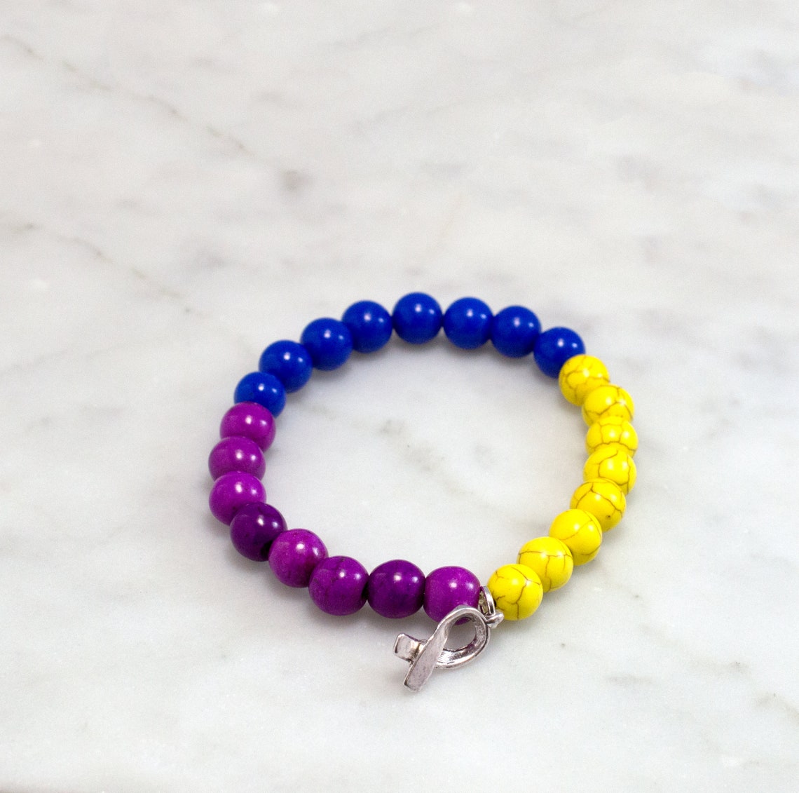 Bladder Cancer Awareness Bracelet, Hope Ribbon, Howlite Beads - Etsy
