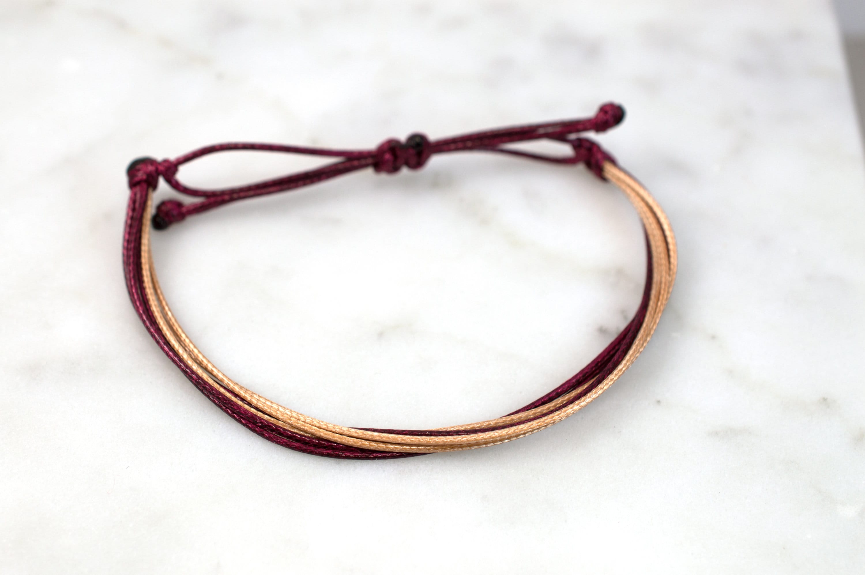 Gold and Maroon Waterproof Adjustable Bracelet Tan and | Etsy