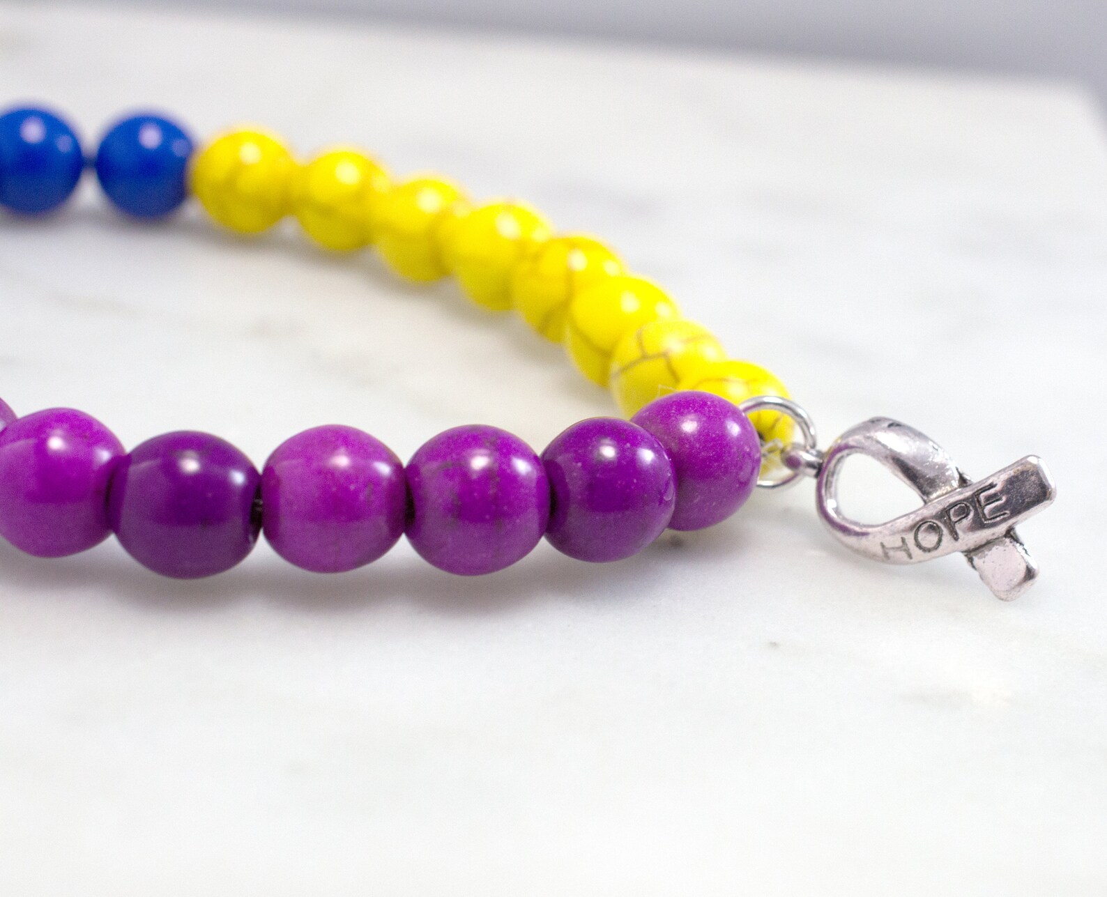 Bladder Cancer Awareness Bracelet, Hope Ribbon, Howlite Beads - Etsy