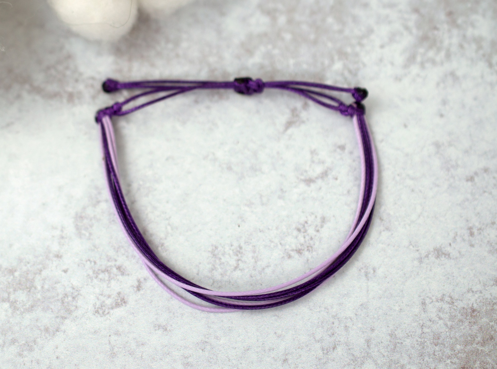 Purple Waxed Cord Bracelet Adjustable Bracelet Waterproof - Etsy