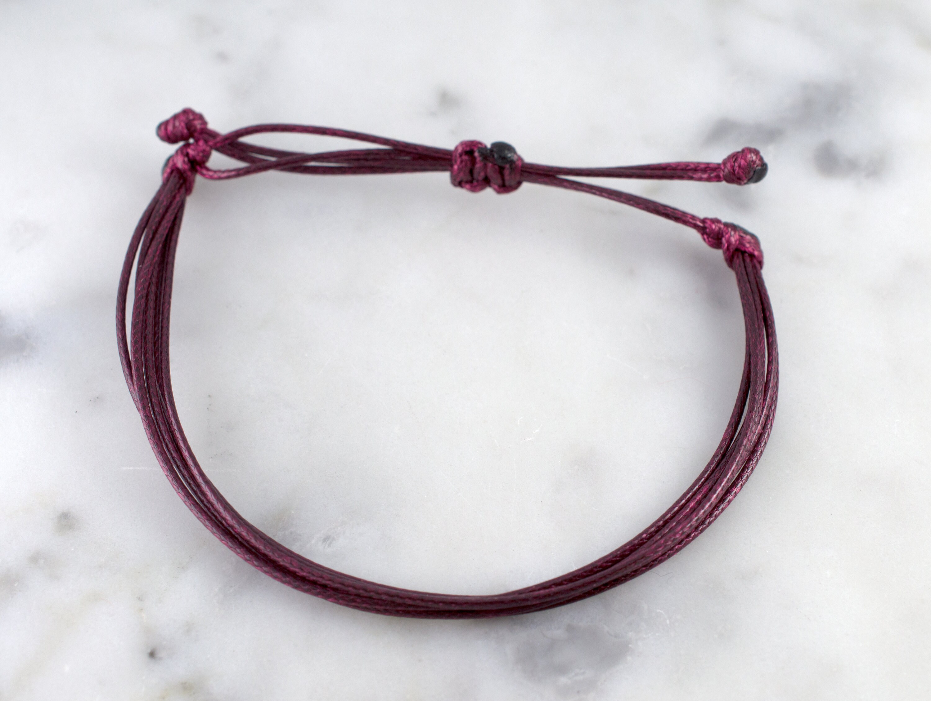 Maroon Waxed Cord Bracelet Adjustable Bracelet Waterproof | Etsy