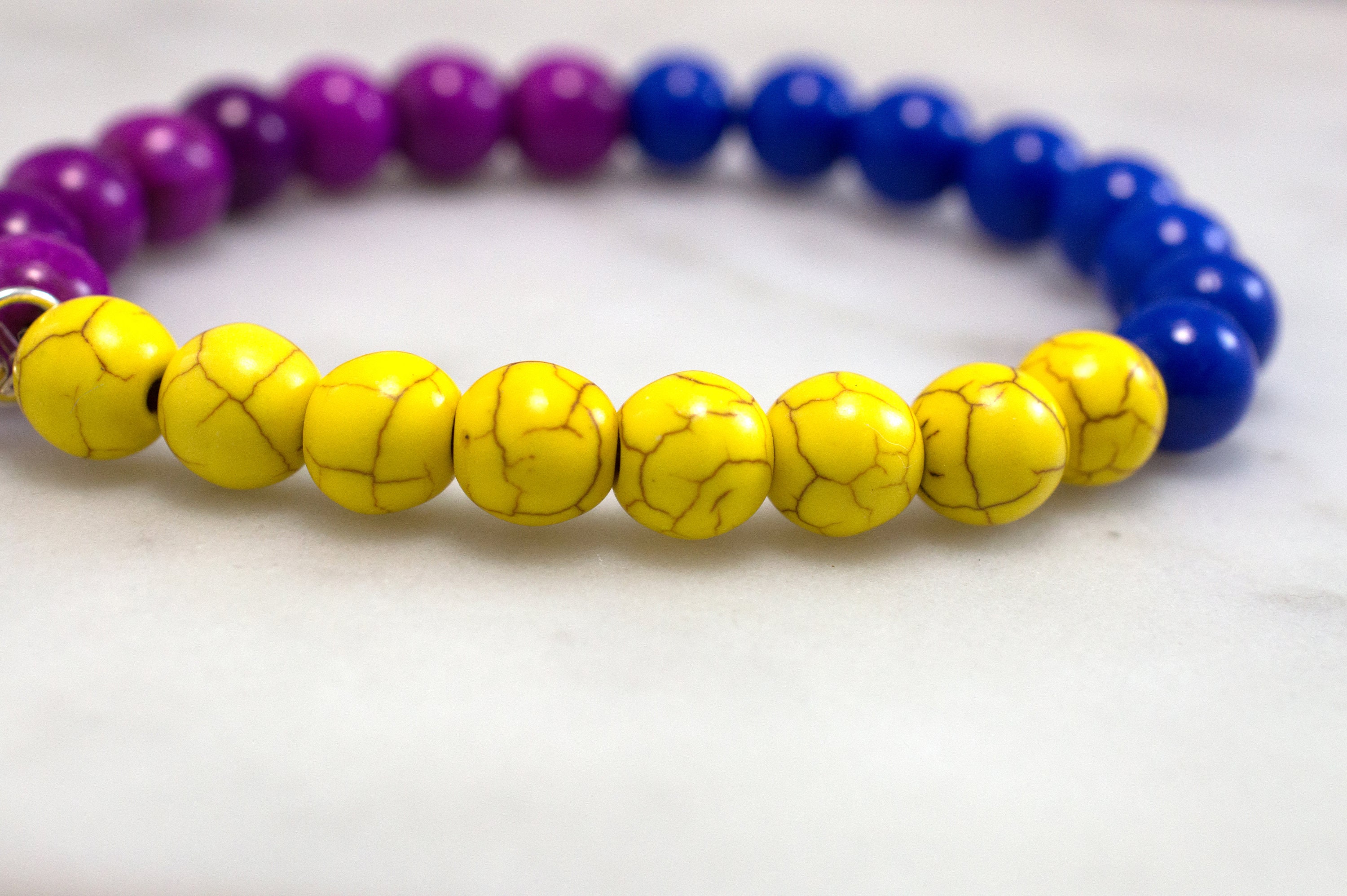 Bladder Cancer Awareness Bracelet, Hope Ribbon, Howlite Beads - Etsy