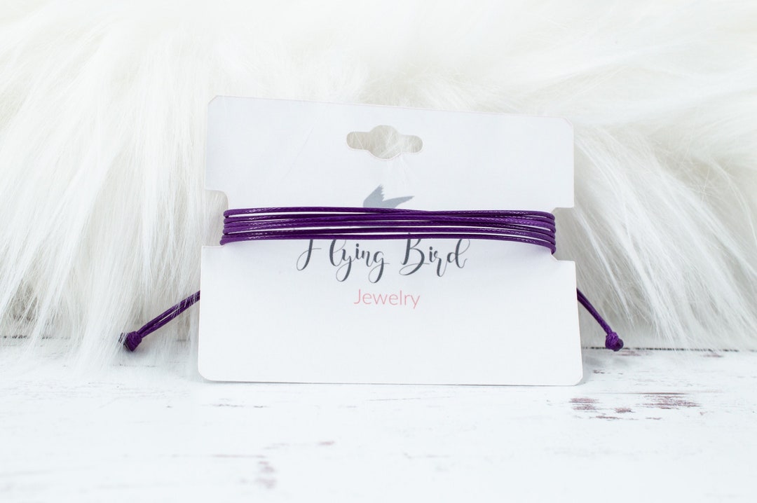 Bright Purple Waxed Cord Friendship Bracelet | Purple String Adjustable ...