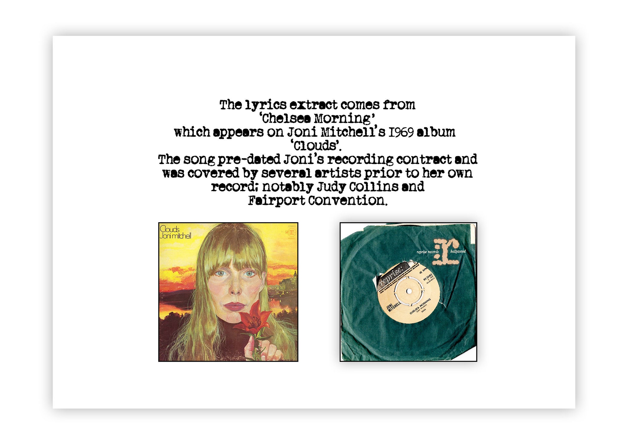 Joni Mitchell Birthday Card: Chelsea Morning Lyrics, Black & White - Etsy
