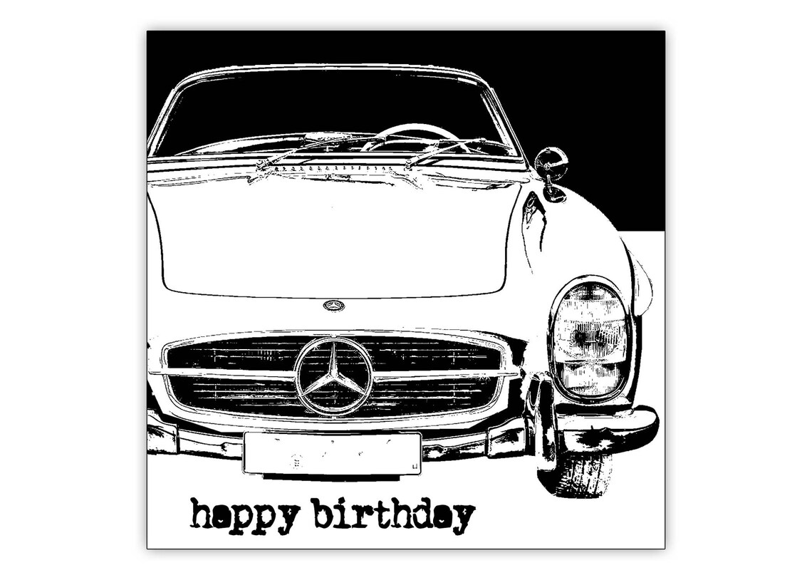 Classic Car Birthday Card. Mercedes Benz 300 SL 1957. Choice of Sizes ...