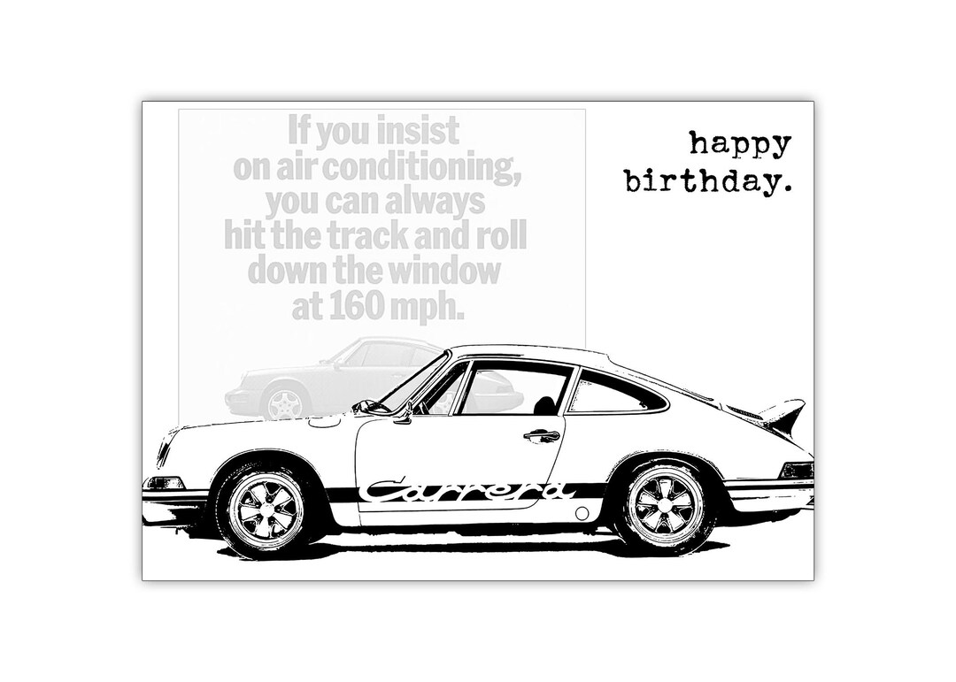 Porsche 911 Carrera RS Birthday Card. Classic Car. Personalise It ...