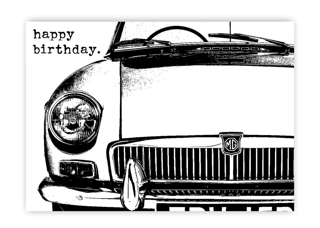 Classic Car Birthday Card. MG. MG B Roadster Choice of Sizes ...