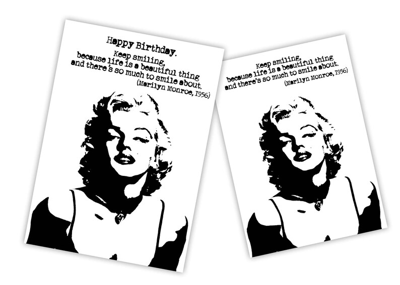 Classic Movie Birthday Card Marilyn Monroe And Quote Also Etsy