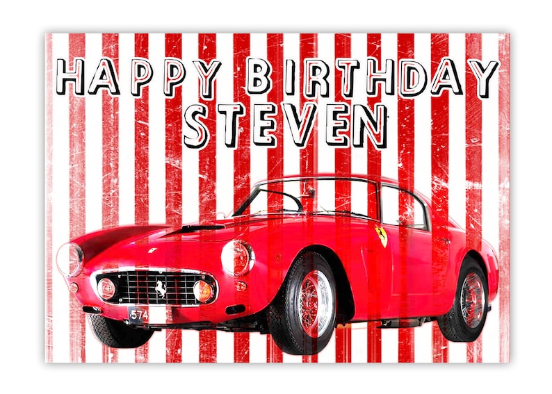 Ferrari Birthday Card. Classic Car. Retro. Vintage. Personalise It Dad ...