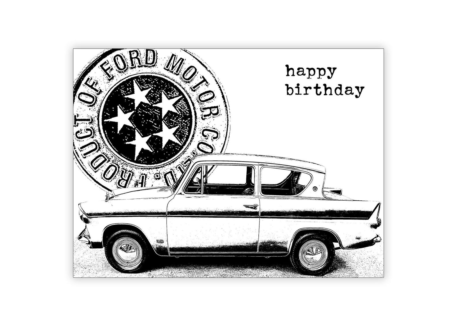 Classic Car Birthday Card. Ford Anglia. Personalise It! Choice of Sizes ...