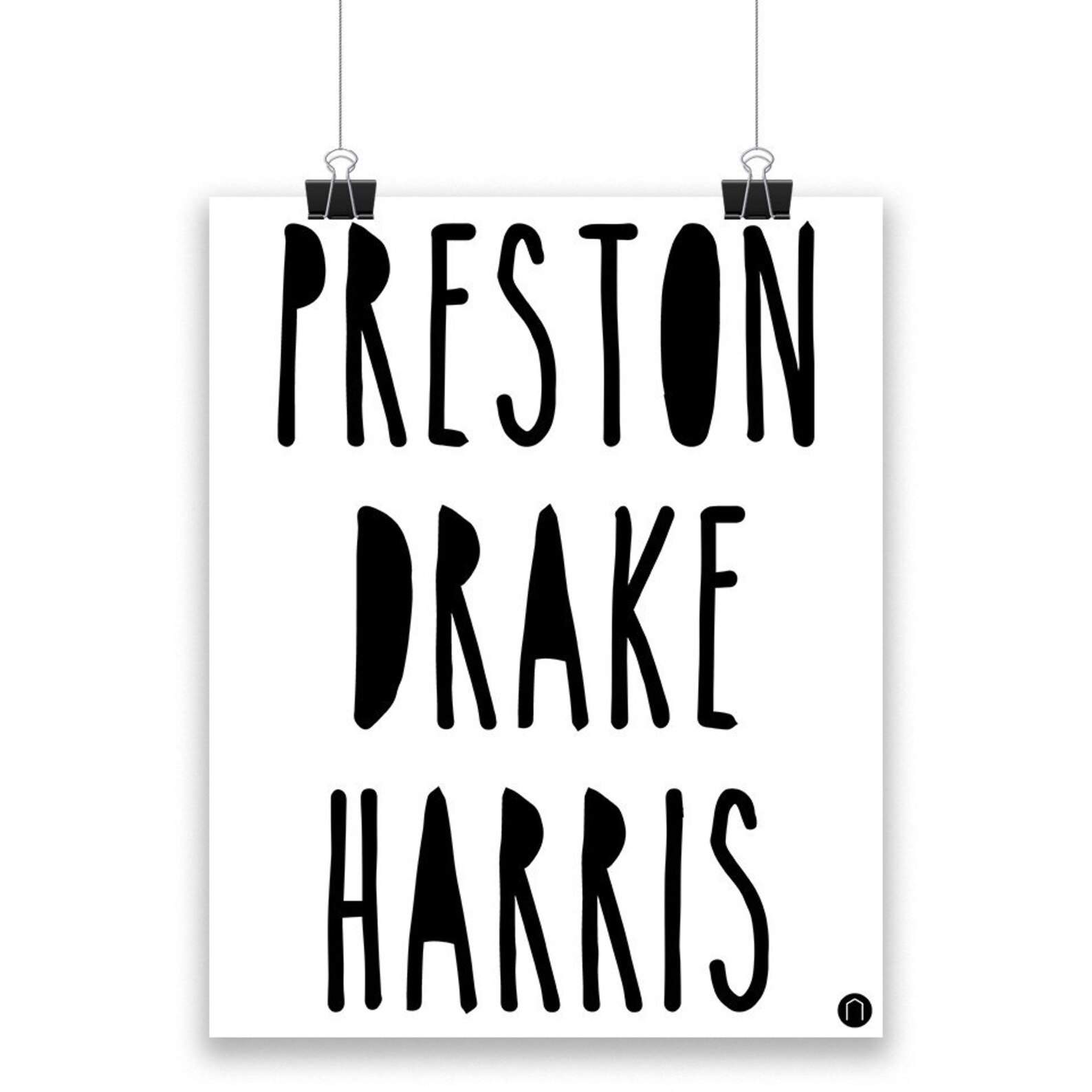Custom Kid's Name Poster - Black and White - Digital - Etsy