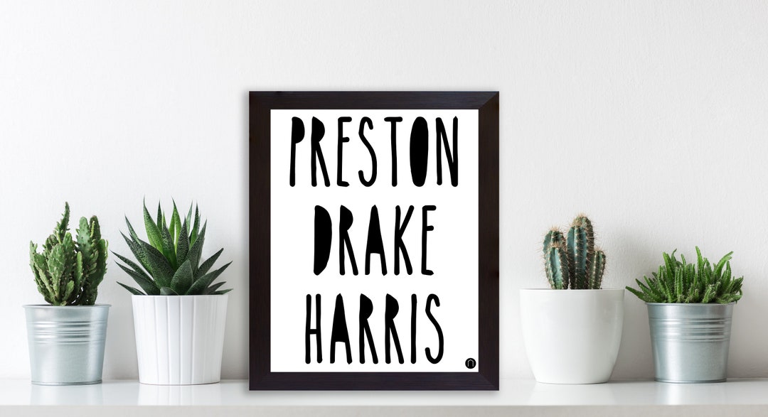 Custom Kid's Name Poster - Black and White - Digital - Etsy