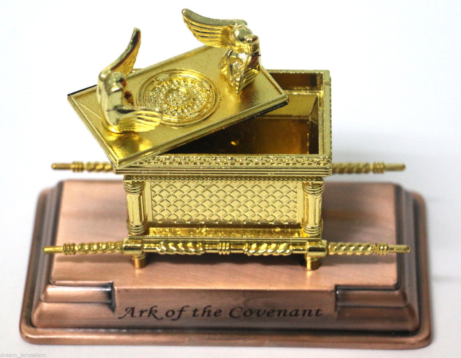 Gold Jewish Ark of the Covenant Testimony Copper Base Replica Judaica ...