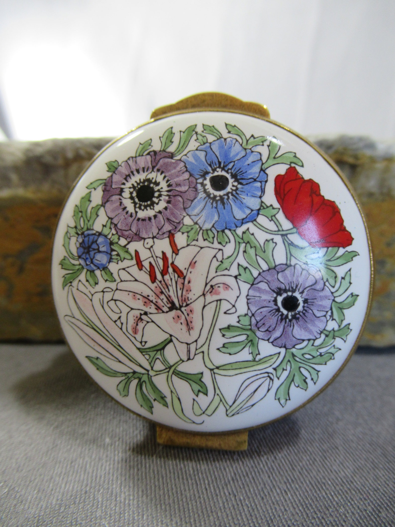 Crummles Enamel Box Summer WILDFLOWERS Painted Lily Anemone - Etsy