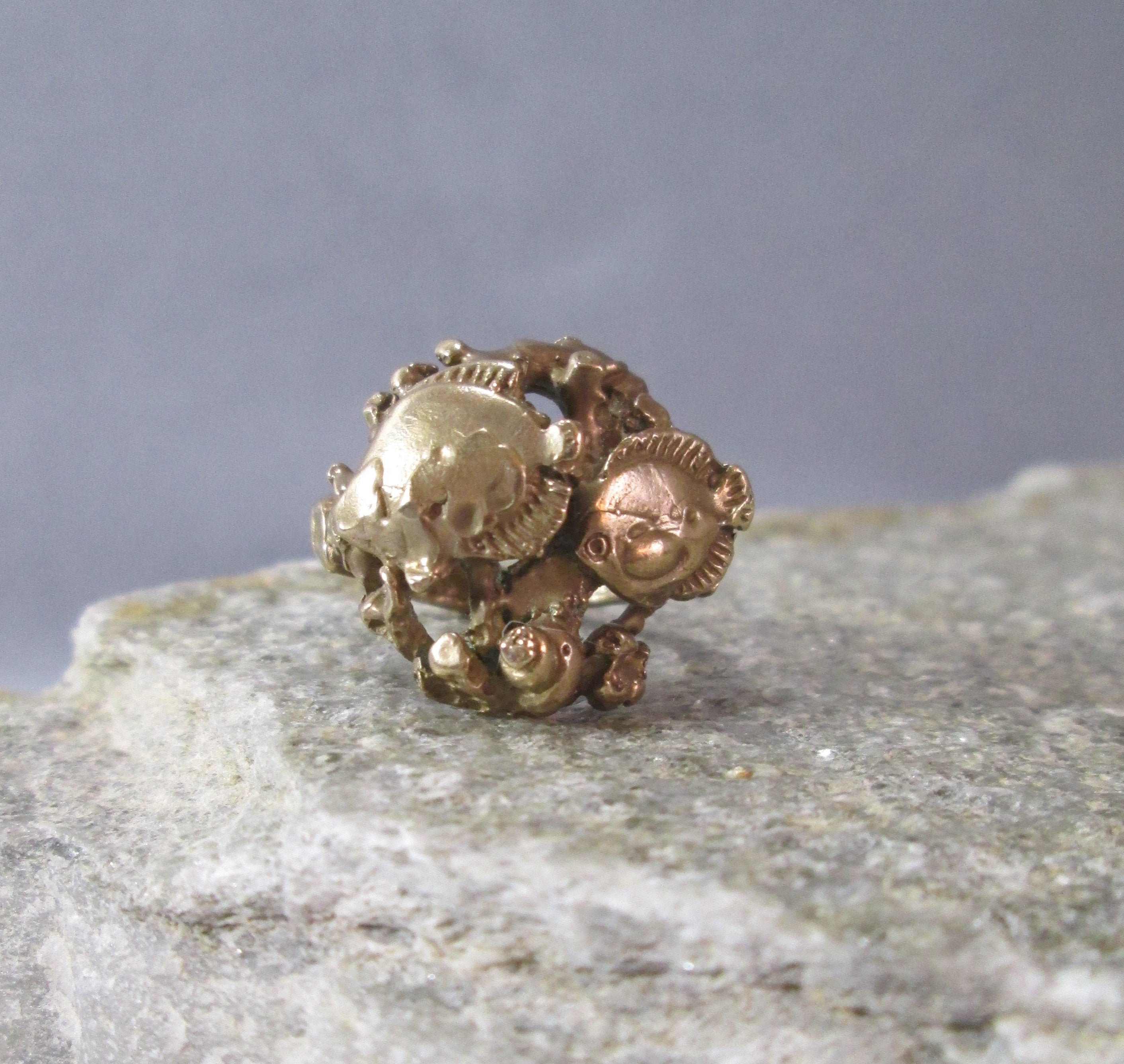 Artisan Bronze Ring TWO FISH Tropical Coral Reef Arts and - Etsy